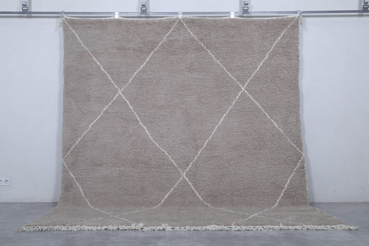 Grey Moroccan Rug – Custom with White Patterns – Beni ourain rug