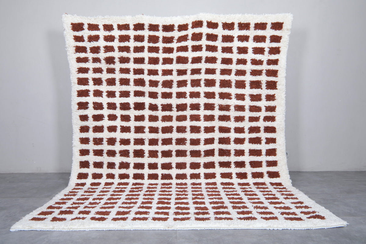 White Moroccan Rug with Red Checkered Design - Custom – Beni ourain rug